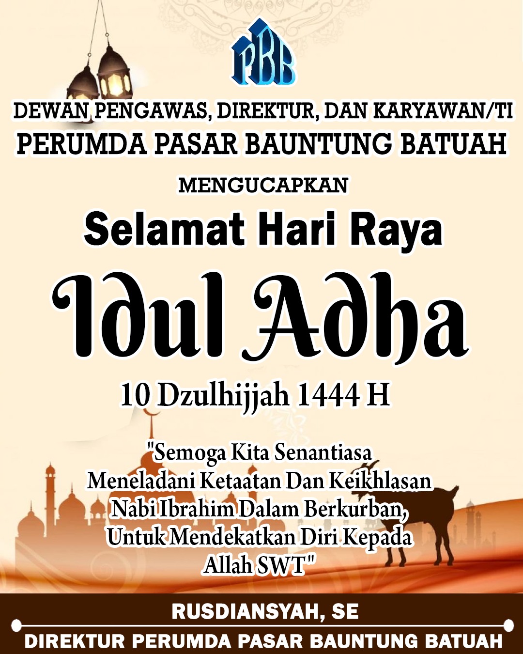 Rusdiansyah Pasar Bauntung Batuah Idul Adha 1444 H – koranbanjar.NET